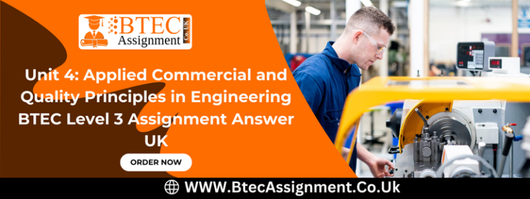 Unit 4: Applied Commercial and Quality Principles in Engineering BTEC Level 3 Assignment Answer UK